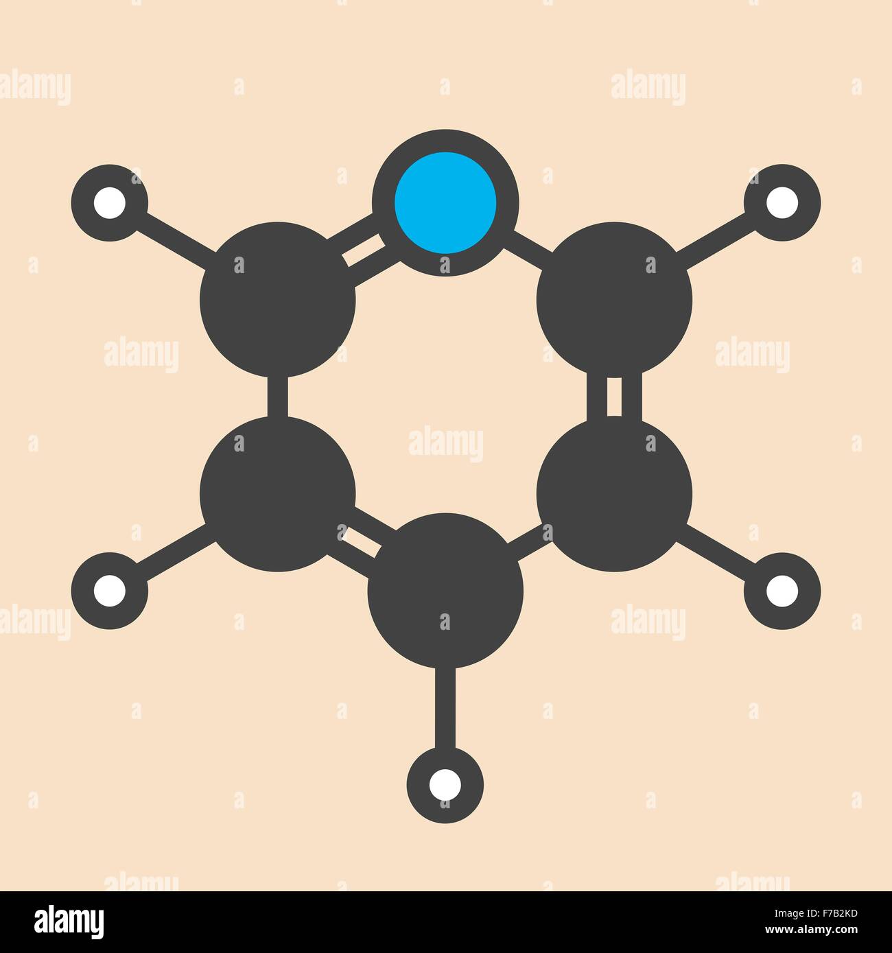 Pyridine chemical solvent and reagent molecule. Stylized skeletal ...