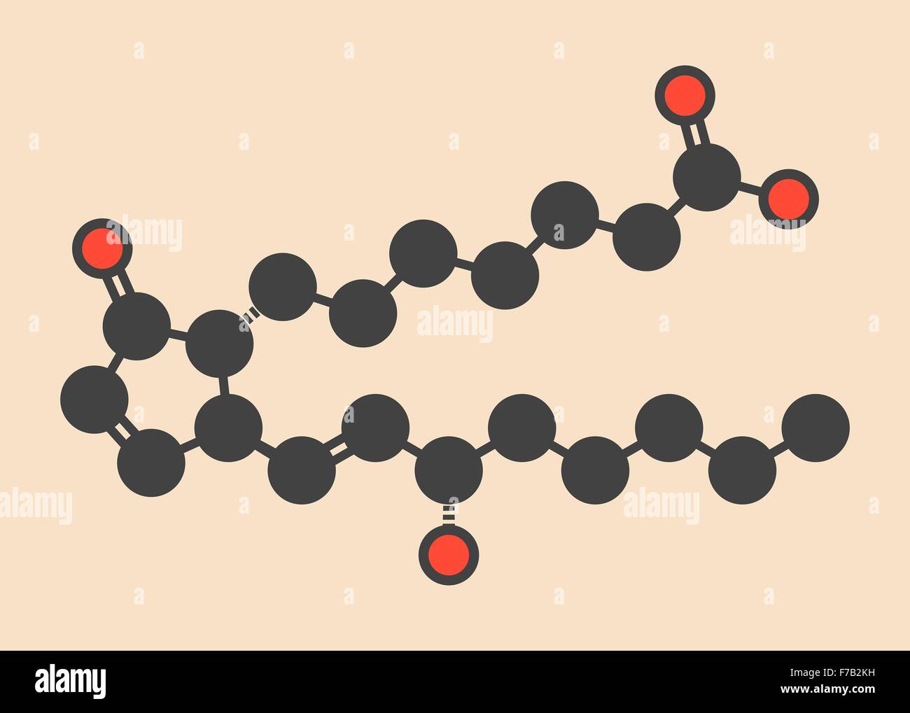 Prostaglandin A1 molecule. Stylized skeletal formula (chemical ...