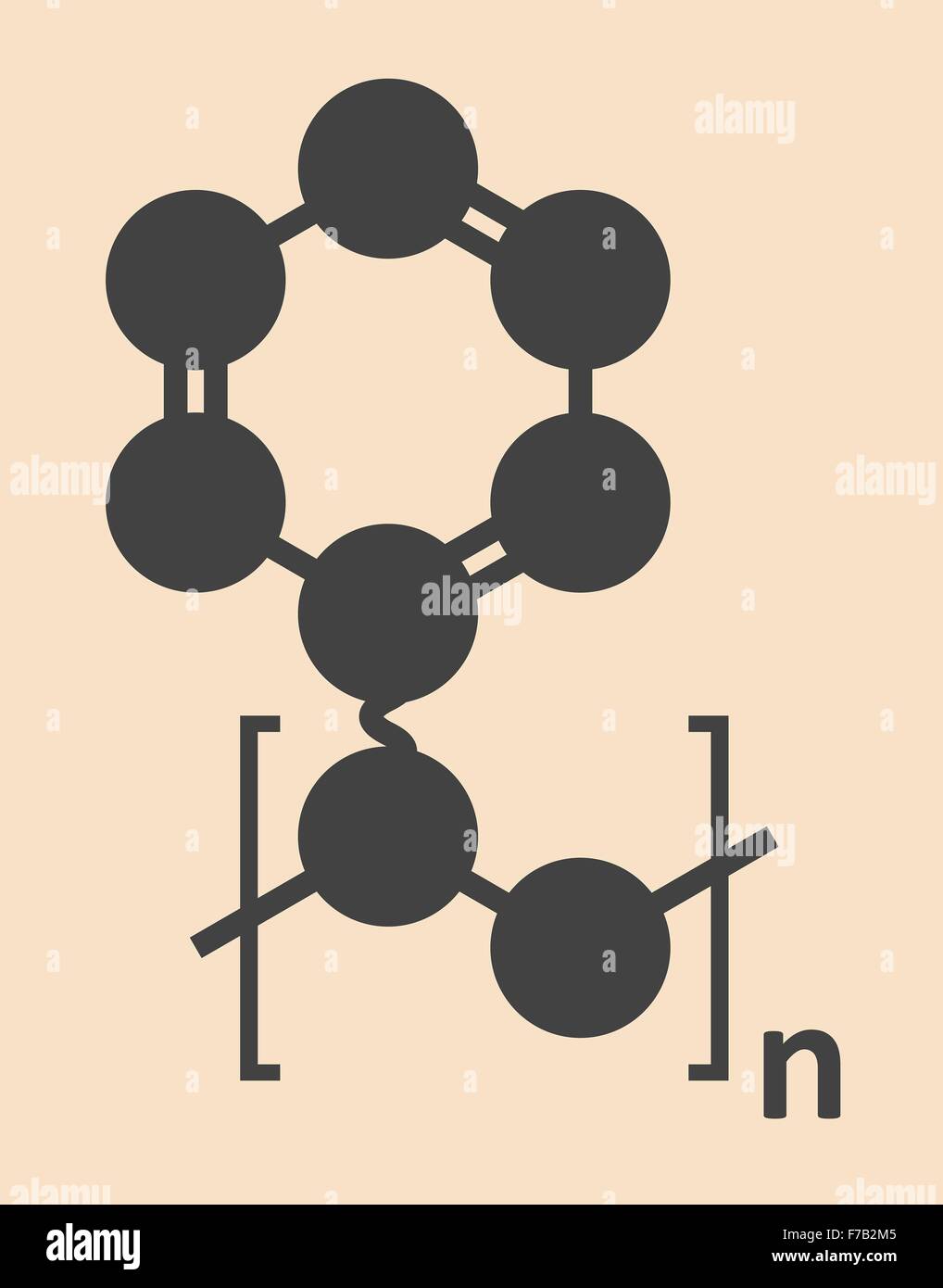Polystyrene (PS) plastic, chemical structure. Used in insulation ...