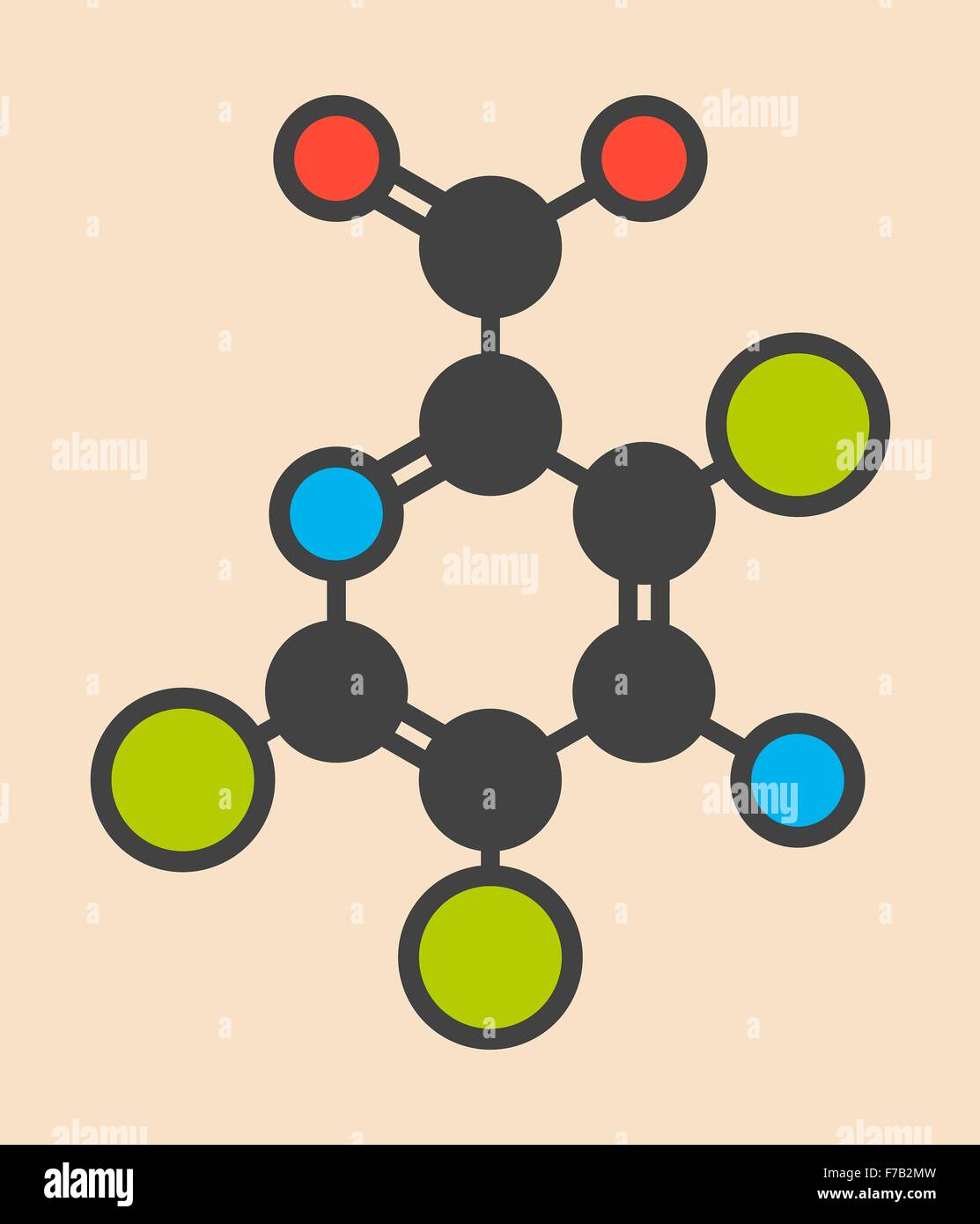 Picloram herbicide molecule. Stylized skeletal formula (chemical ...