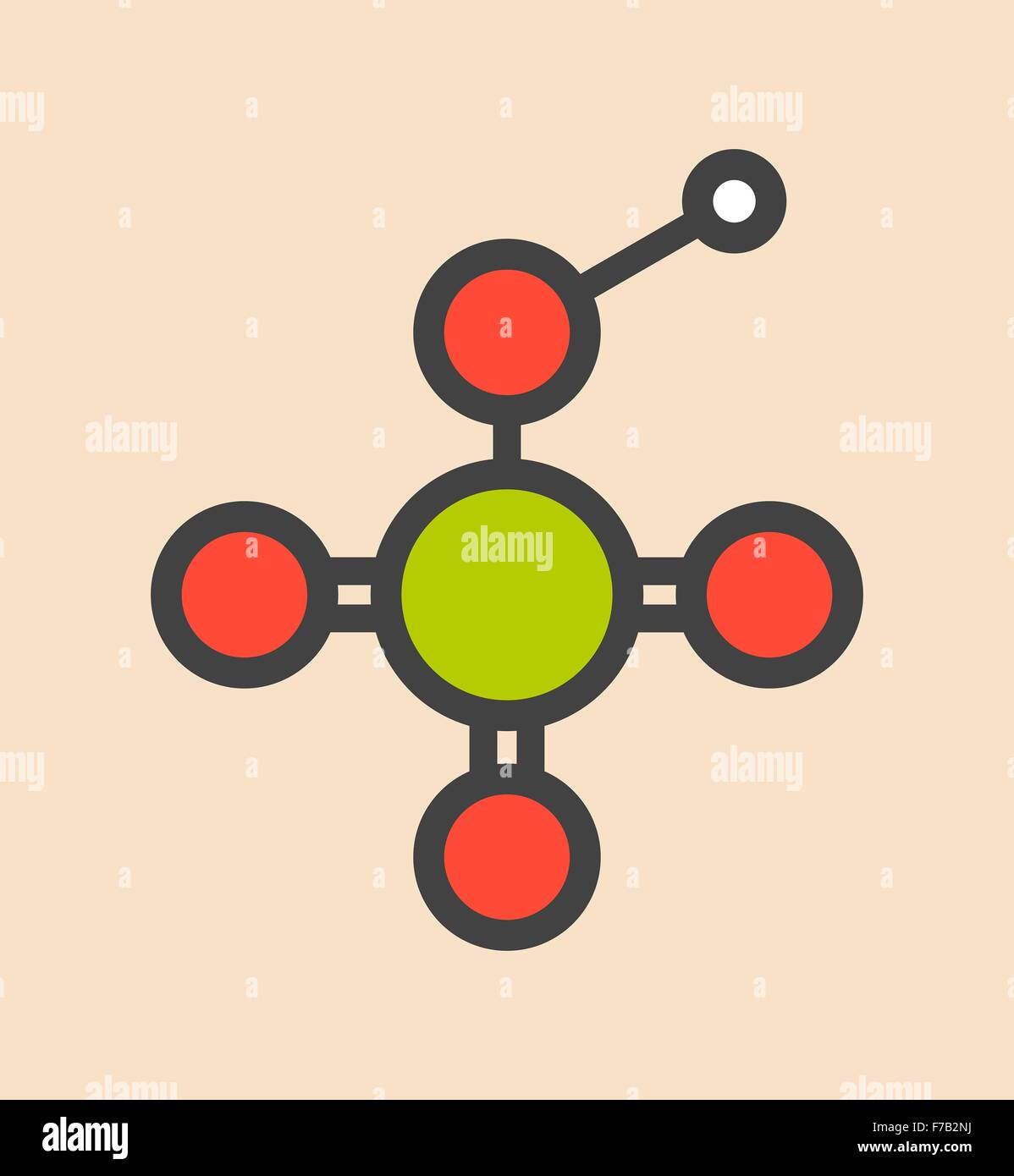 Perchloric acid superacid molecule. Stylized skeletal formula (chemical ...