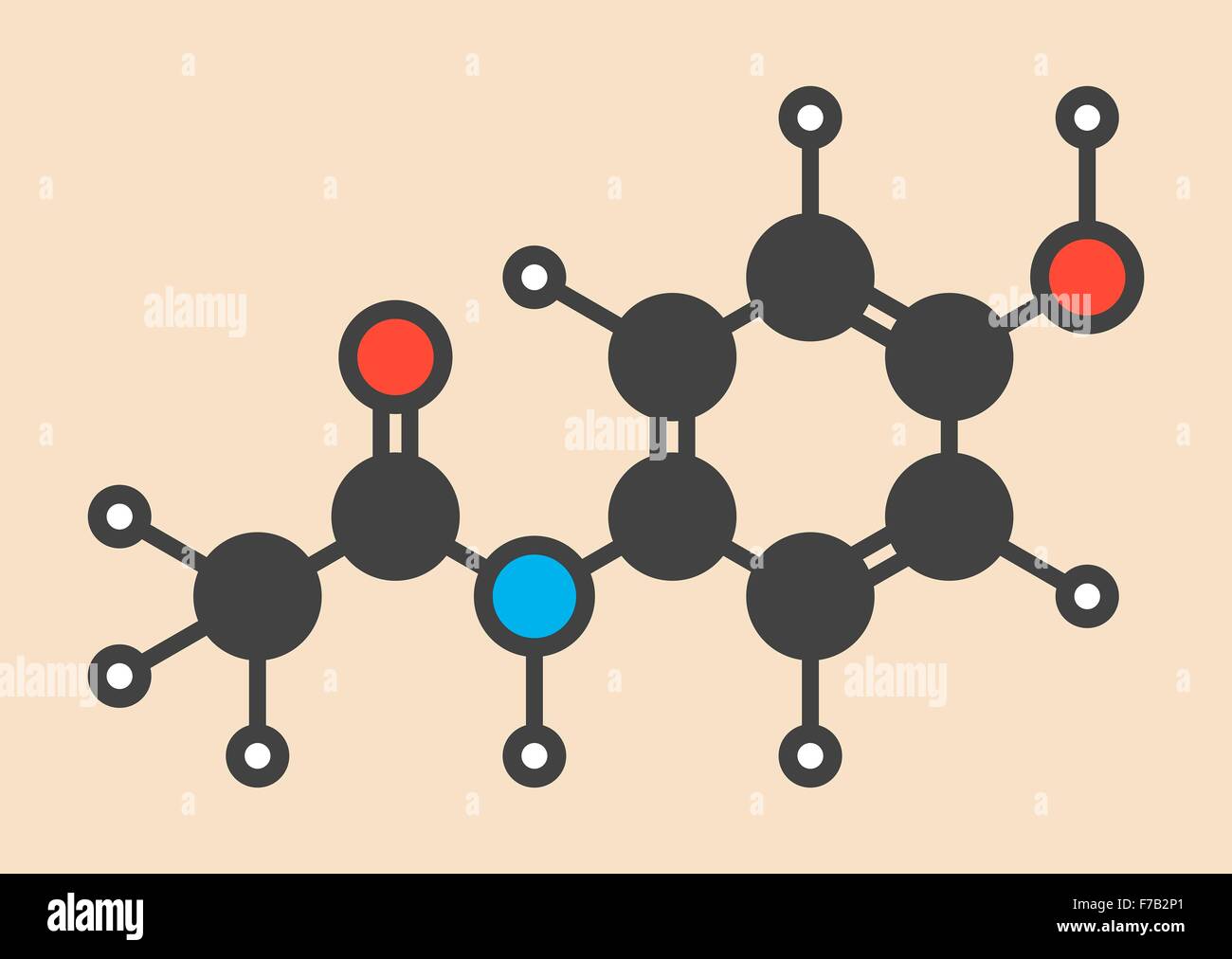Paracetamol (acetaminophen) analgesic drug molecule. Used to reduce ...