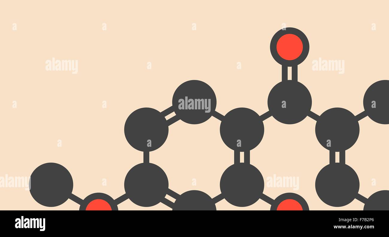 Oxybenzone sunscreen molecule. Stylized skeletal formula (chemical ...