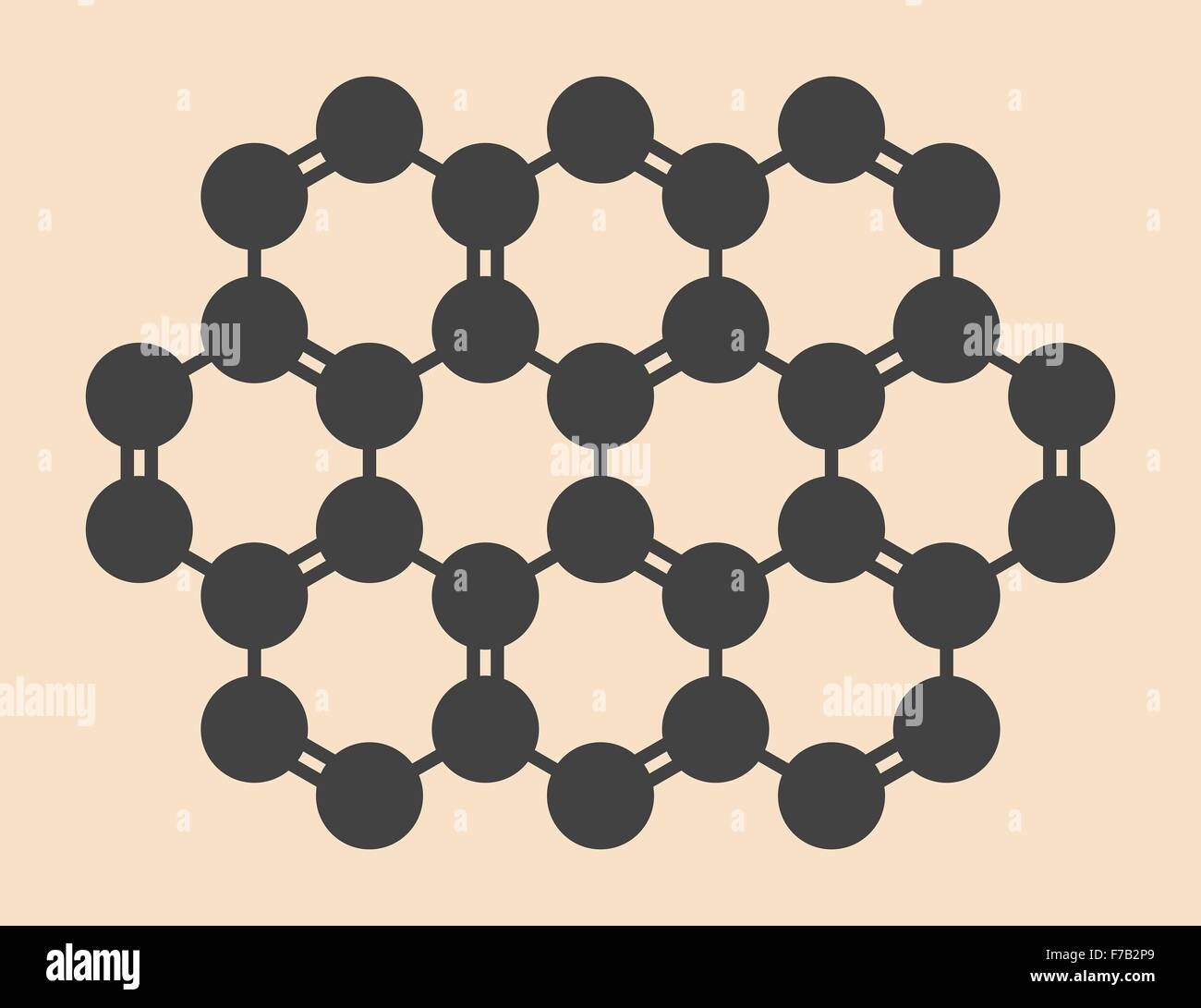 Ovalene polycyclic aromatic hydrocarbon molecule. Stylized skeletal ...