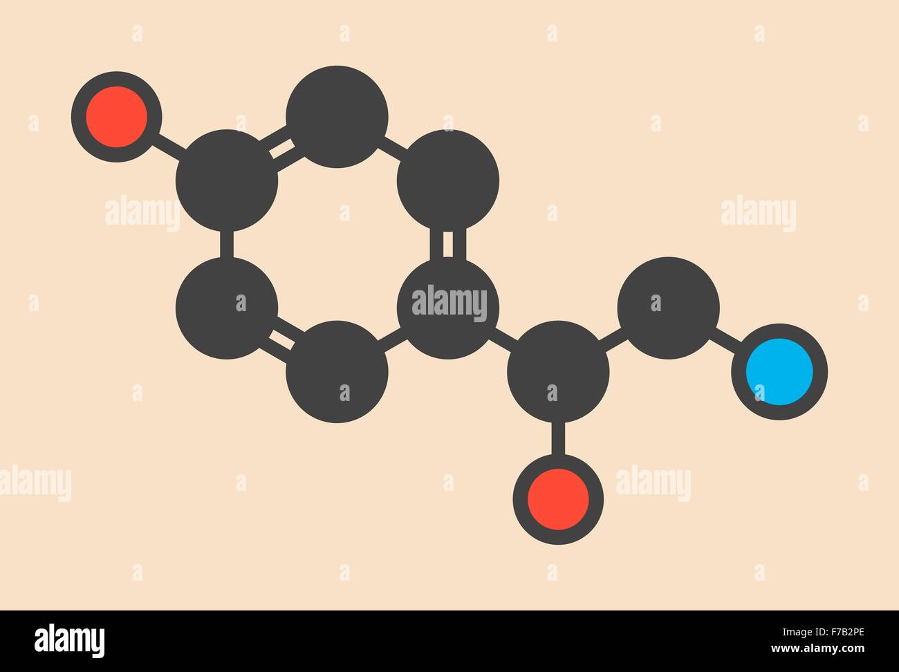 Octopamine stimulant drug molecule (sympathomimetic agent). Stylized ...