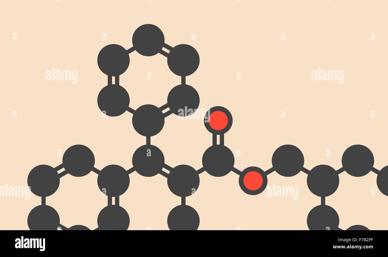 Octocrylene sunscreen molecule. Stylized skeletal formula (chemical ...