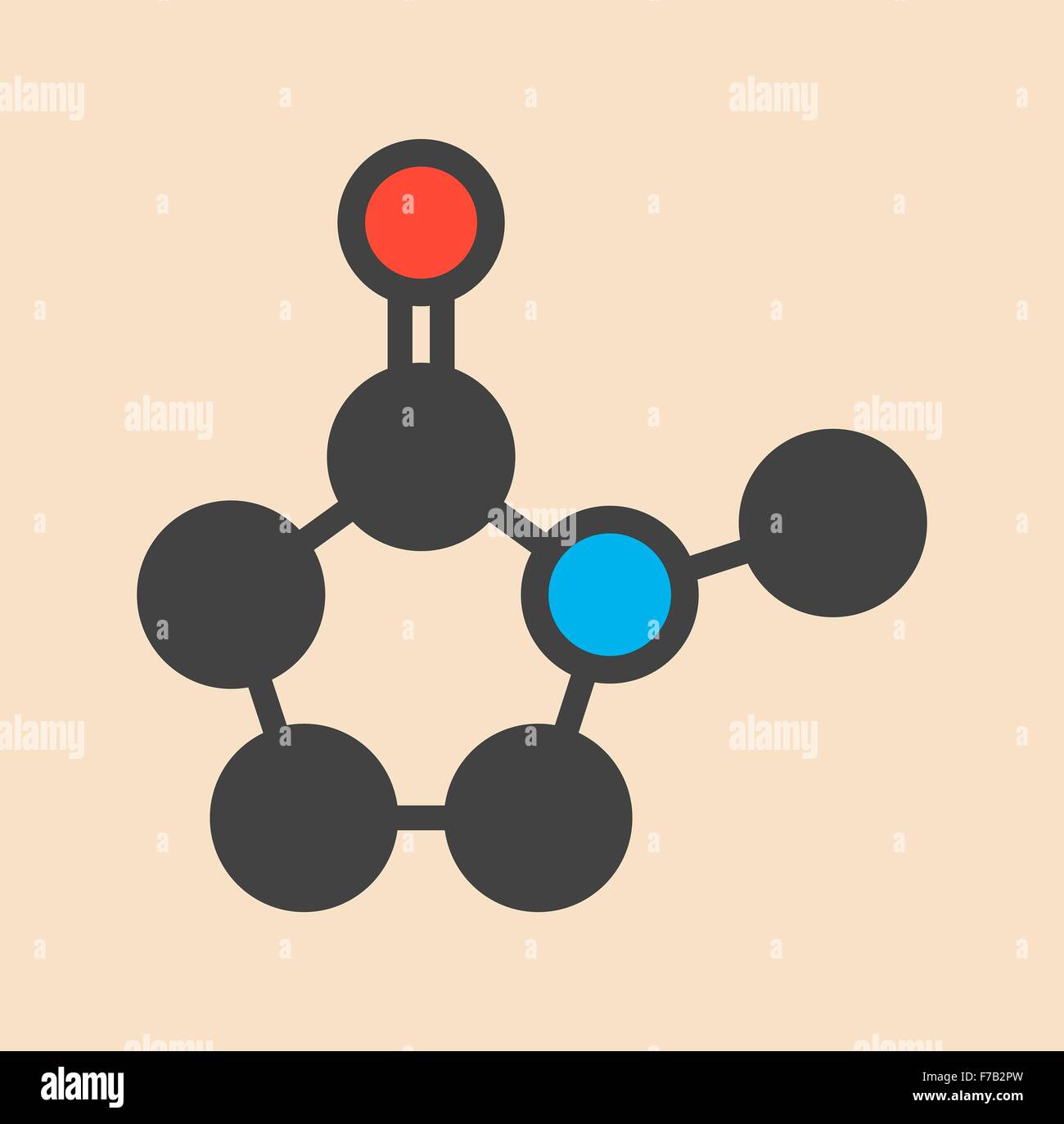 N-methyl-2-pyrrolidone (NMP) chemical solvent molecule. Stylized ...