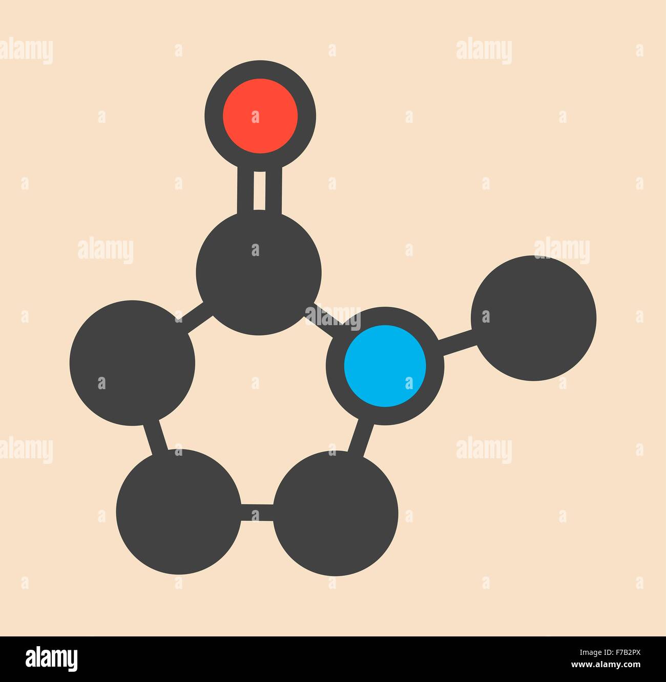 N-methyl-2-pyrrolidone (NMP) chemical solvent molecule. Stylized ...