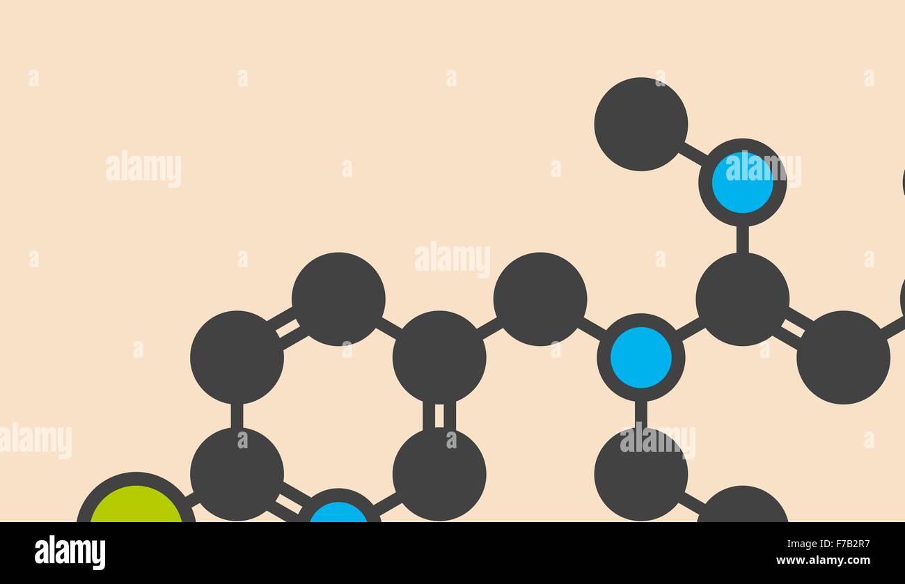 Nitenpyram insecticide molecule (neonicotinoid class). Stylized ...
