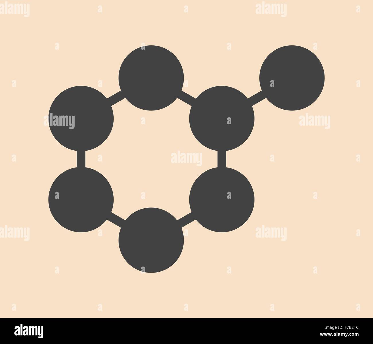 Methylcyclohexane solvent molecule. Stylized skeletal formula (chemical ...