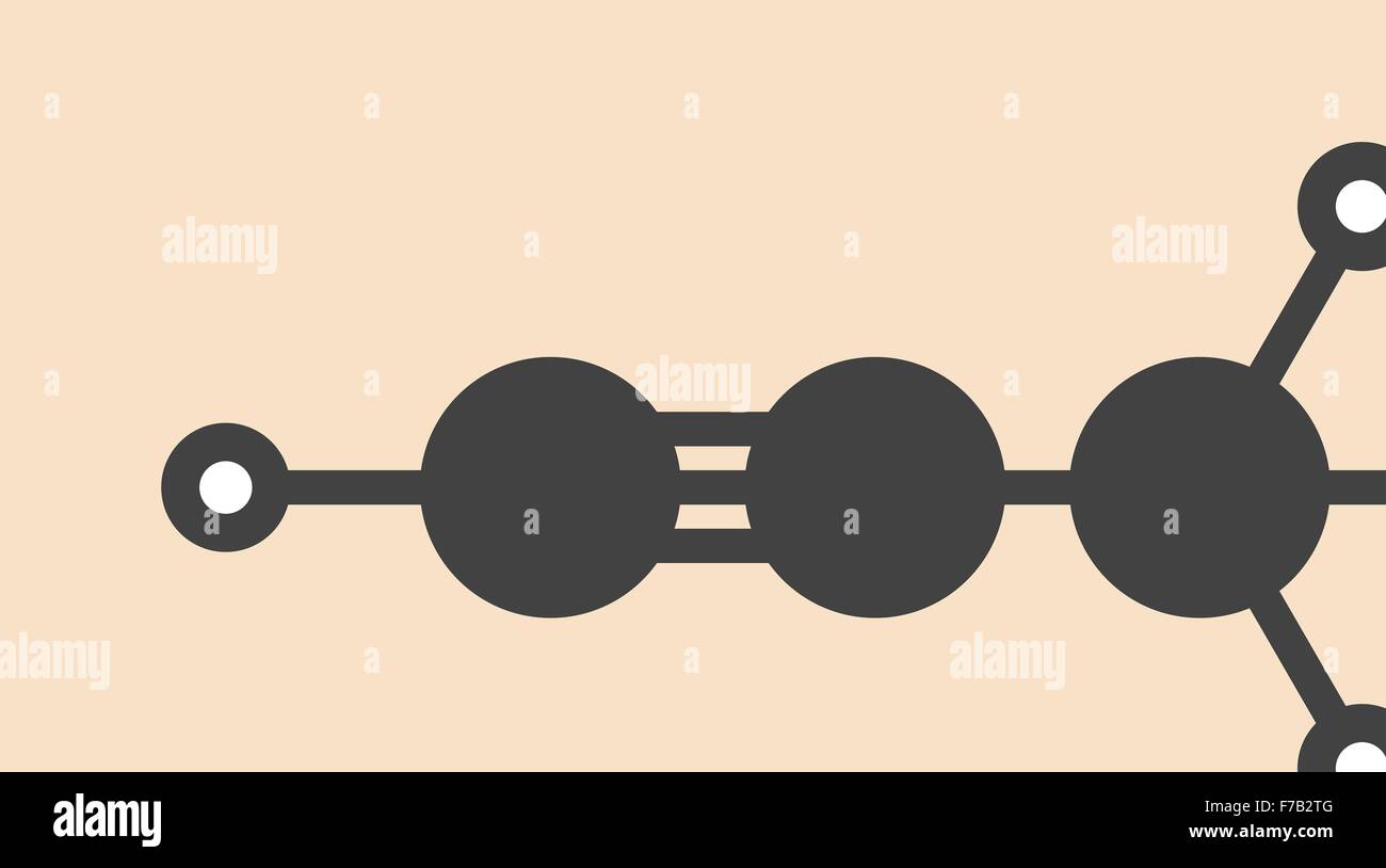 Methylacetylene (propyne) molecule. Used in welding gas and rocket fuel ...