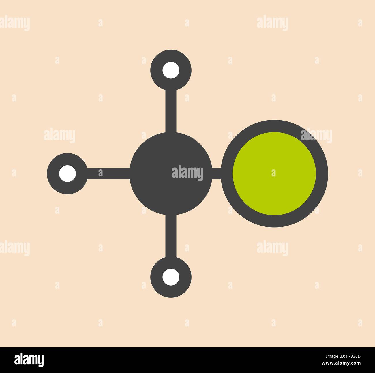 Chloromethane (methyl chloride) molecule. Stylized skeletal formula ...