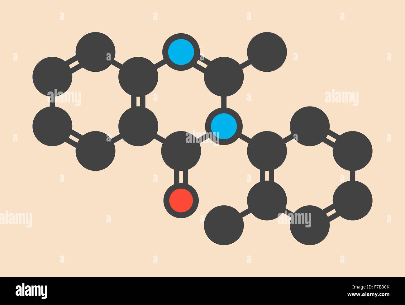 Methaqualone recreational drug molecule. Stylized skeletal formula ...