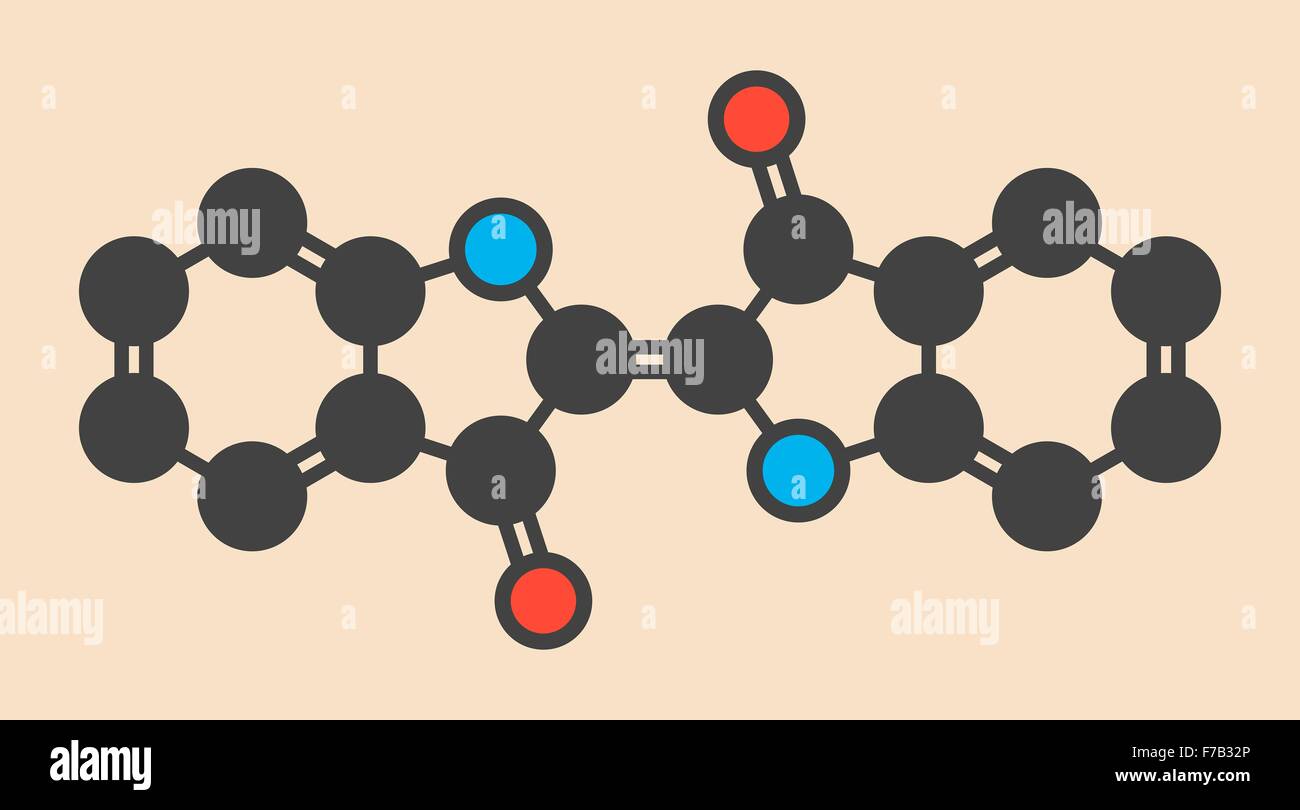 Indigotin indigo dye molecule. Used to colour cotton in the production ...