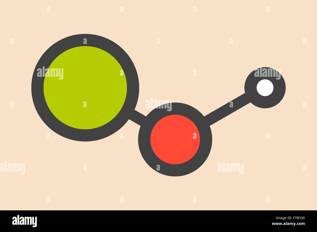 Hypochlorous acid (HClO) disinfectant molecule. Formed when chlorine is ...