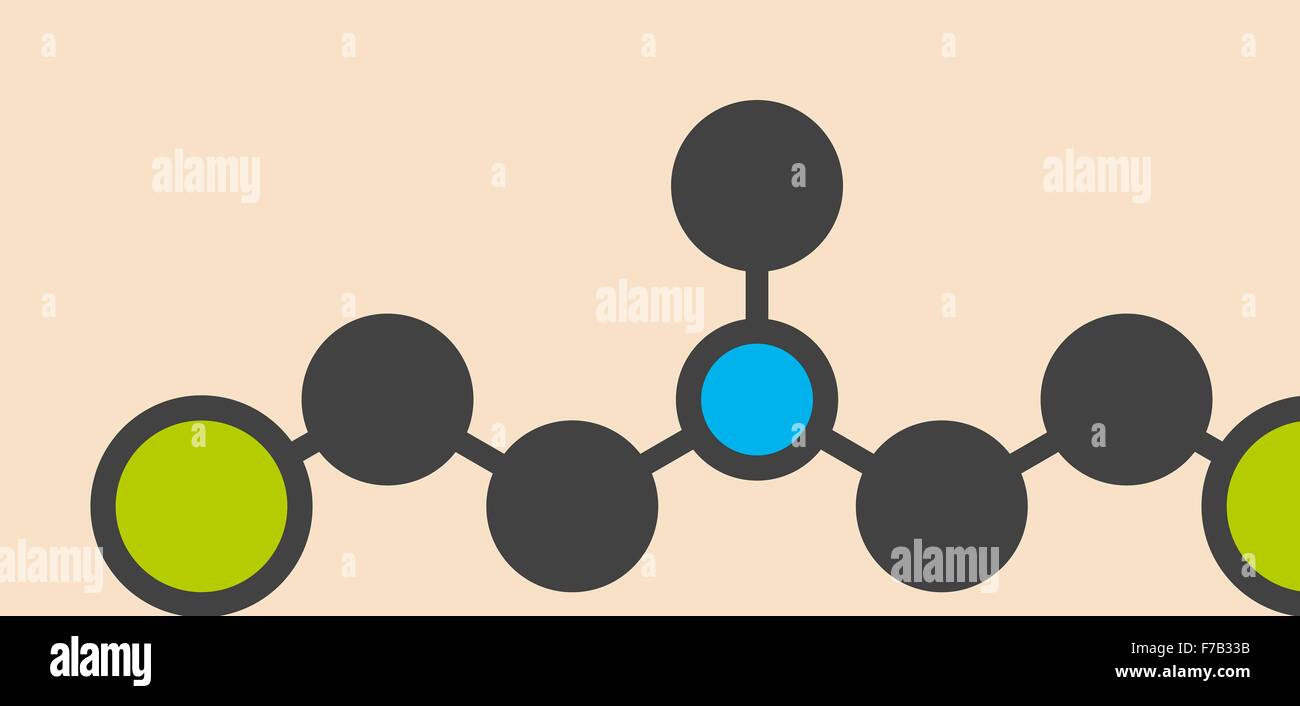 HN2 nitrogen mustard (mechlorethamine, mustine) molecule. Used as ...