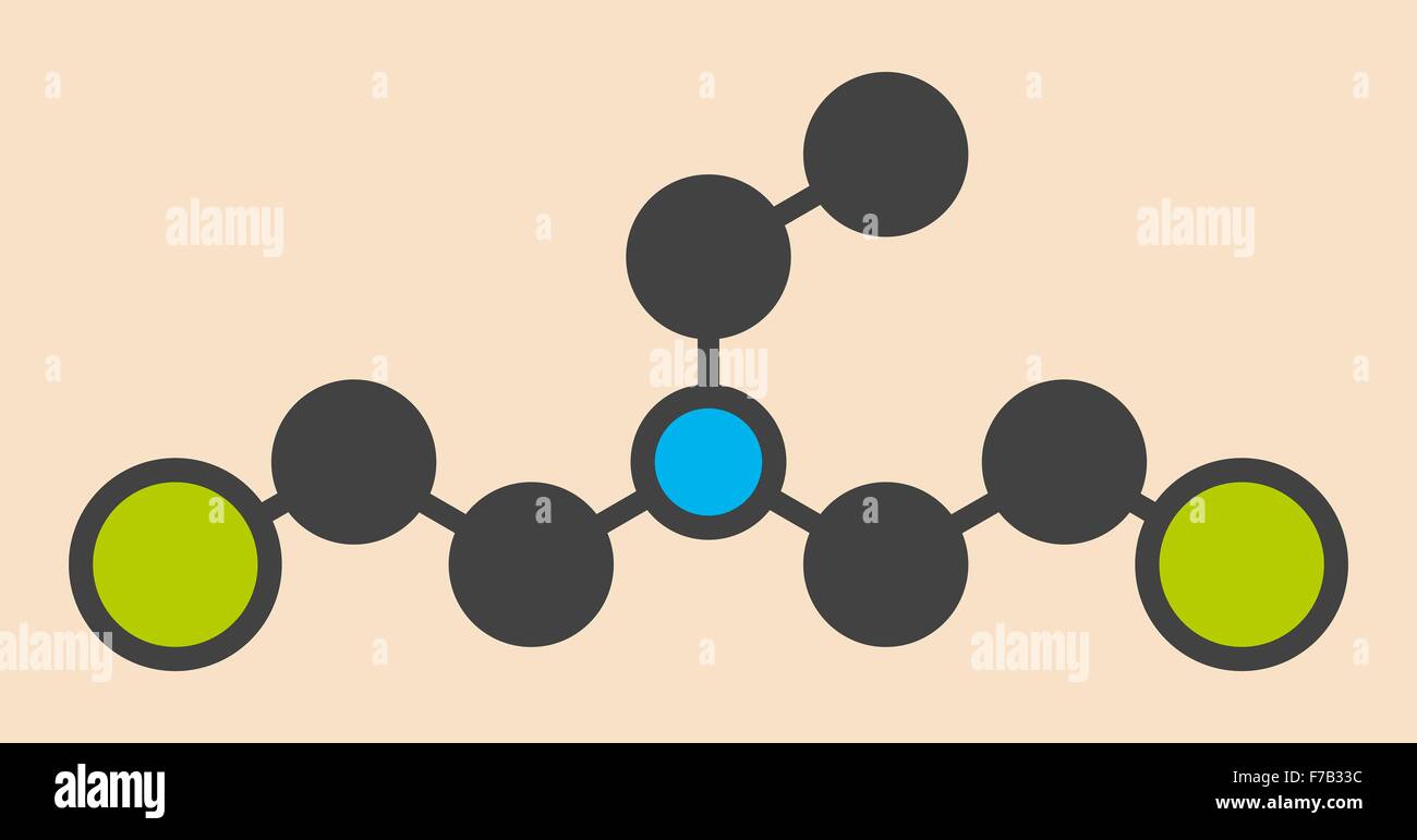 HN1 nitrogen mustard molecule. Stylized skeletal formula (chemical ...