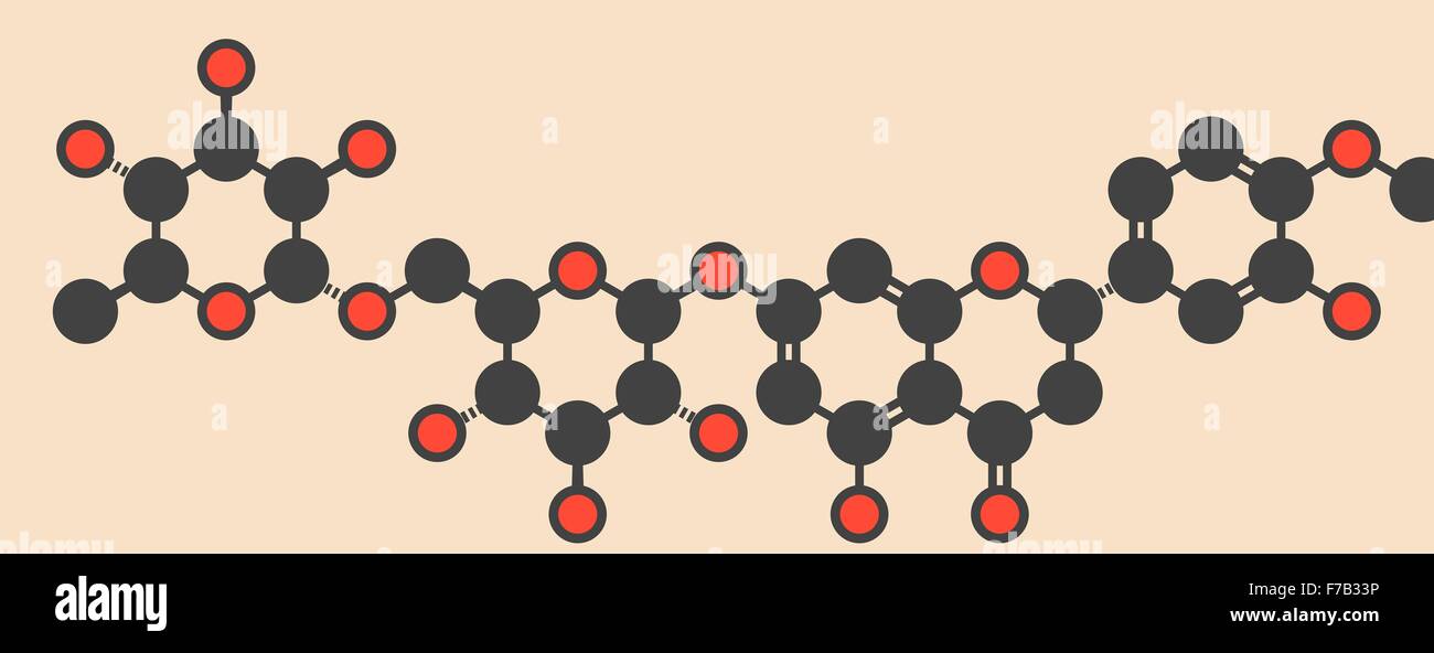 Hesperidin citrus flavanone molecule. Stylized skeletal formula ...