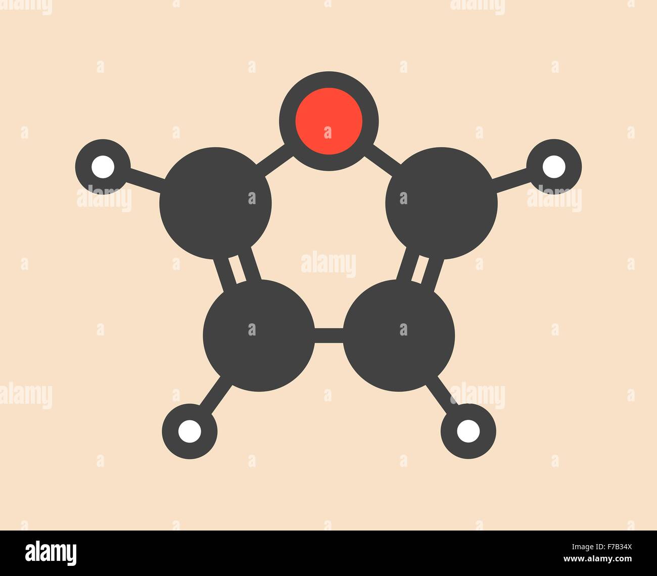 Furan heterocyclic aromatic molecule. Stylized skeletal formula ...