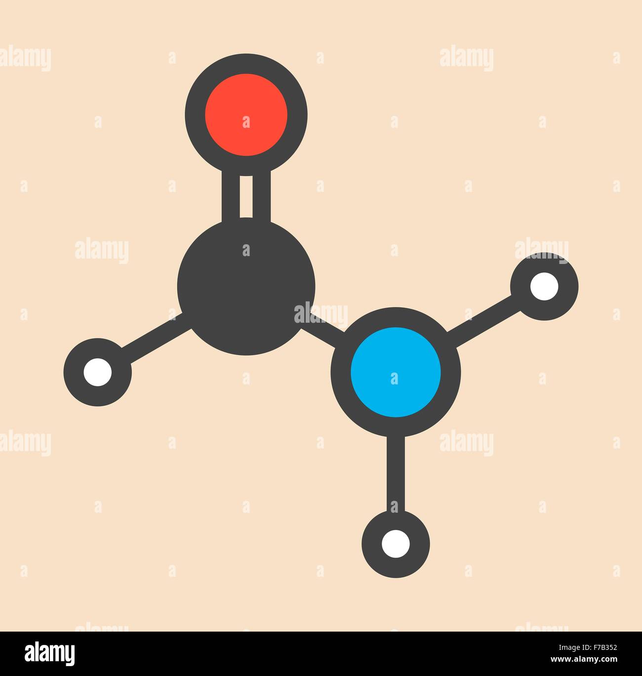 Formamide (methanamide) solvent molecule. Solution in water known as ...