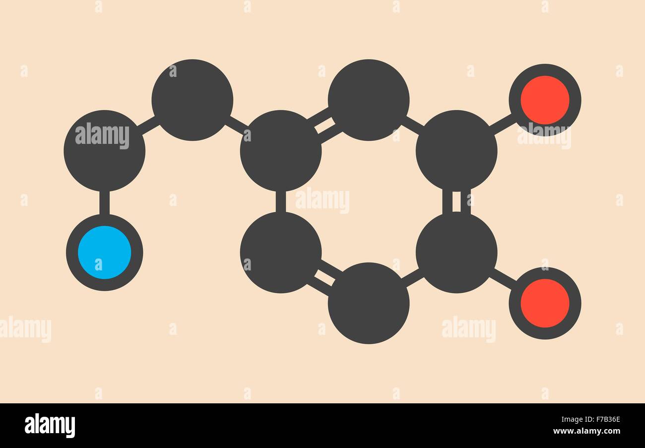 Dopamine neurotransmitter molecule. Also used as drug. Stylized ...