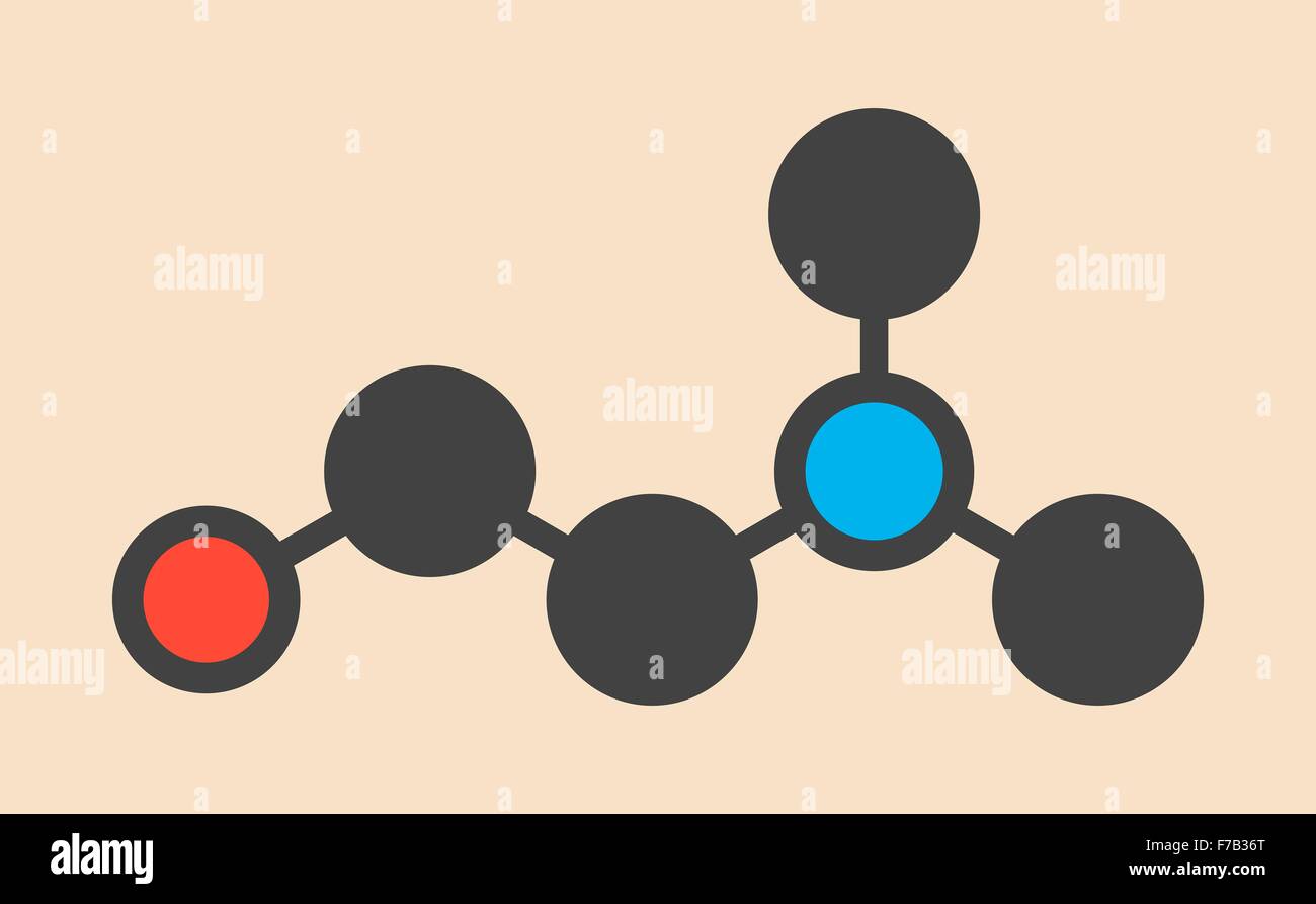 Dimethylaminoethanol (dimethylethanolamine, DMEA, DMAE) molecule. May ...