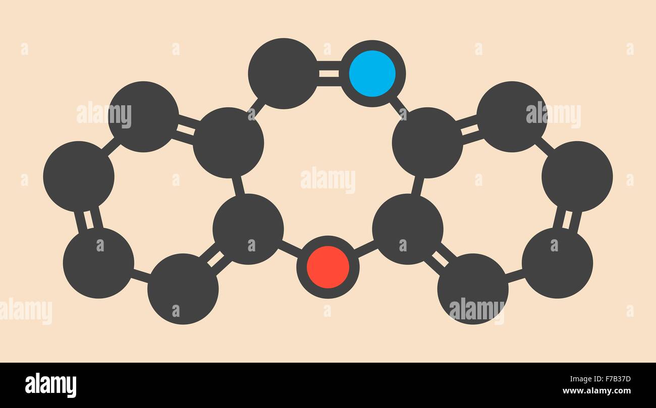 Dibenzoxazepine (CR) tear gas molecule. Stylized skeletal formula ...