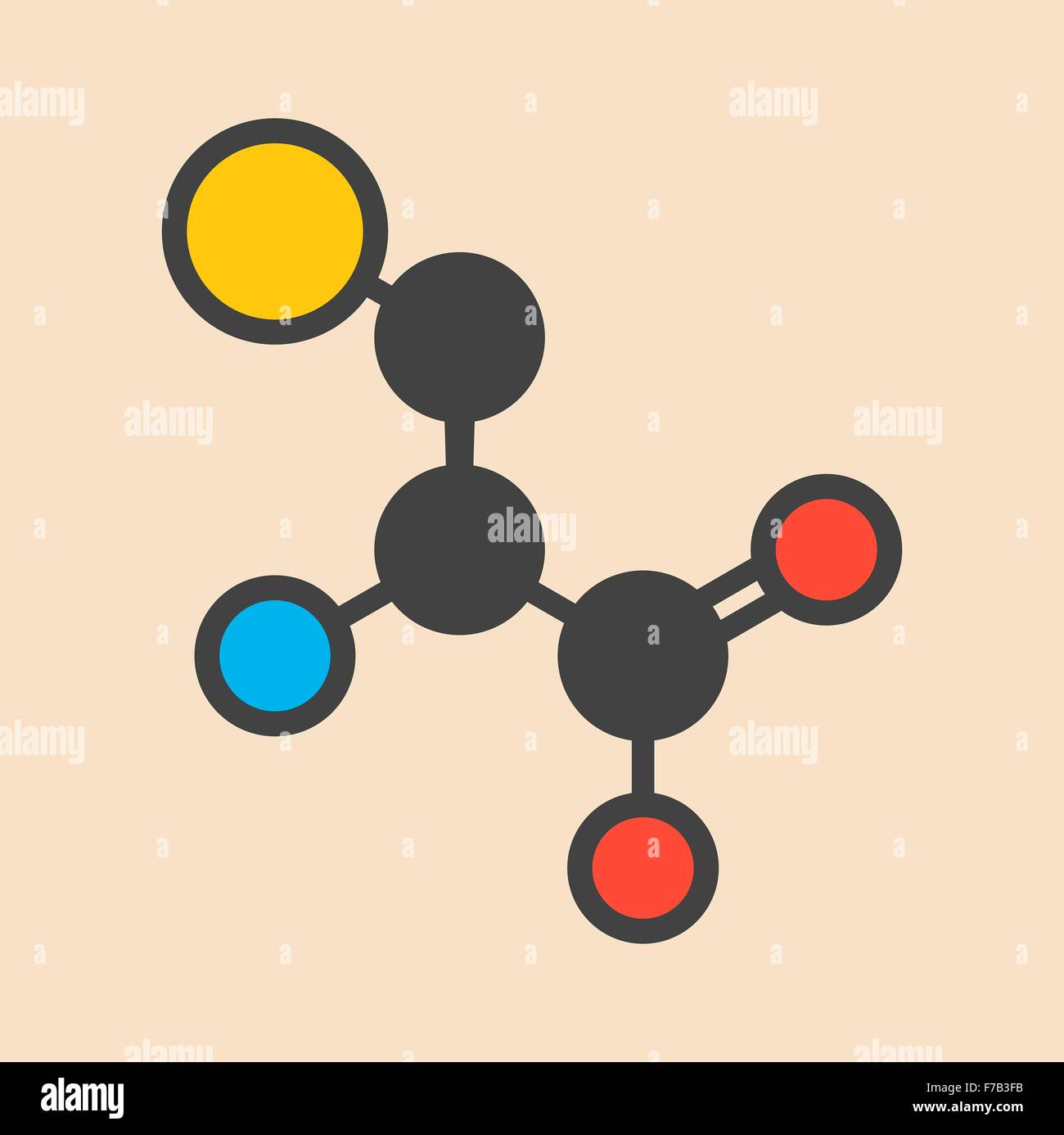 Cysteine (l-cysteine, Cys, C) amino acid molecule. Stylized skeletal ...