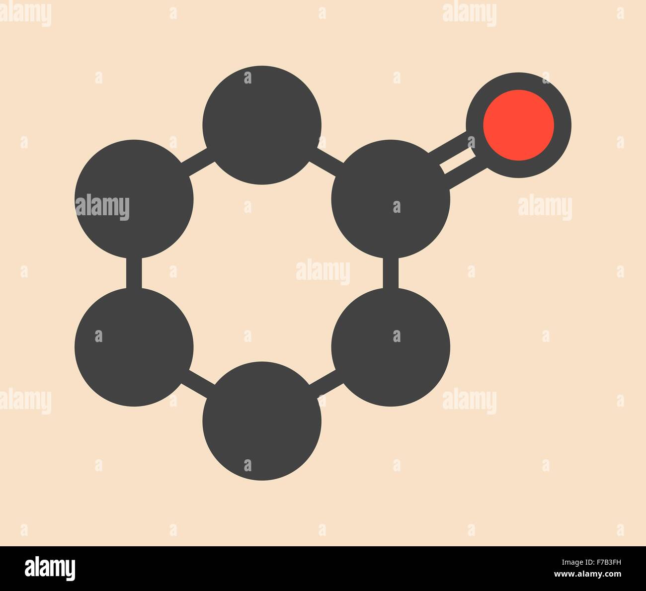 Cyclohexanone organic solvent molecule. Precursor of nylon. Stylized skeletal formula (chemical ...