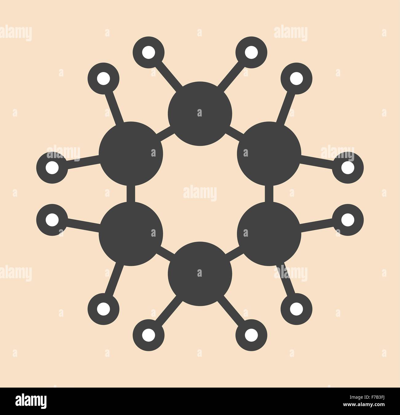 Cyclohexane chemical solvent molecule. Stylized skeletal formula ...