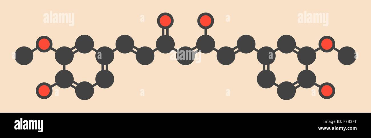 Curcumin turmeric spice molecule. Stylized skeletal formula (chemical ...