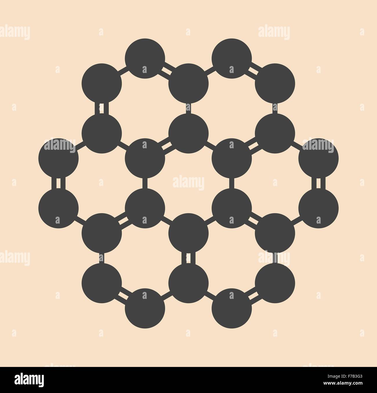 Coronene polyaromatic hydrocarbon (PAH) molecule. Stylized skeletal ...
