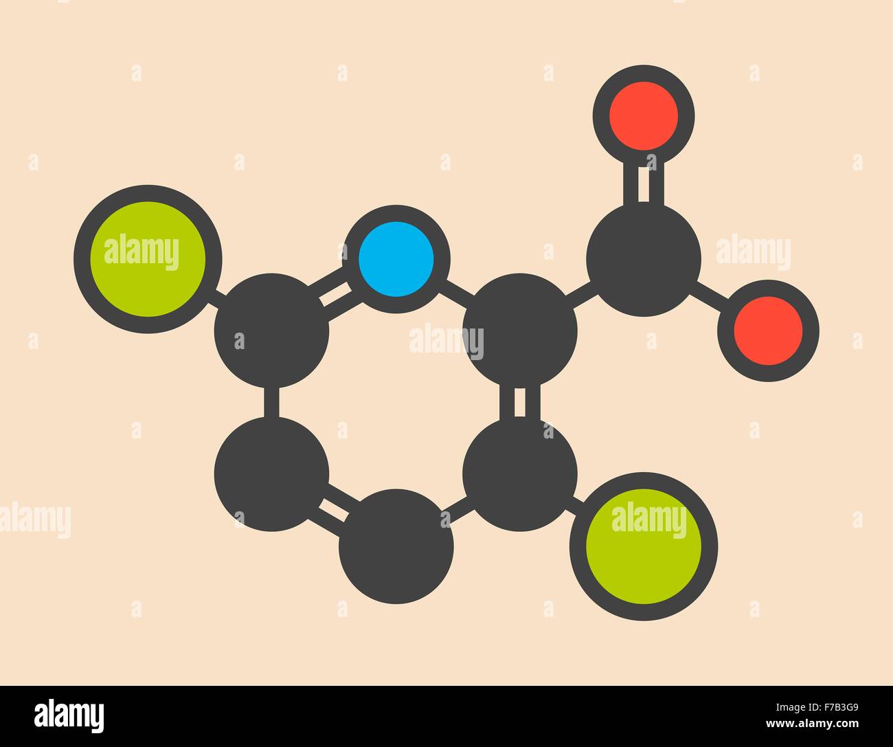 Clopyralid herbicide molecule. Stylized skeletal formula (chemical ...