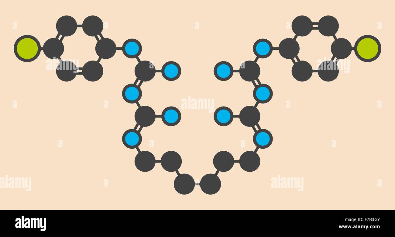 Chlorhexidine antiseptic molecule. Stylized skeletal formula (chemical ...