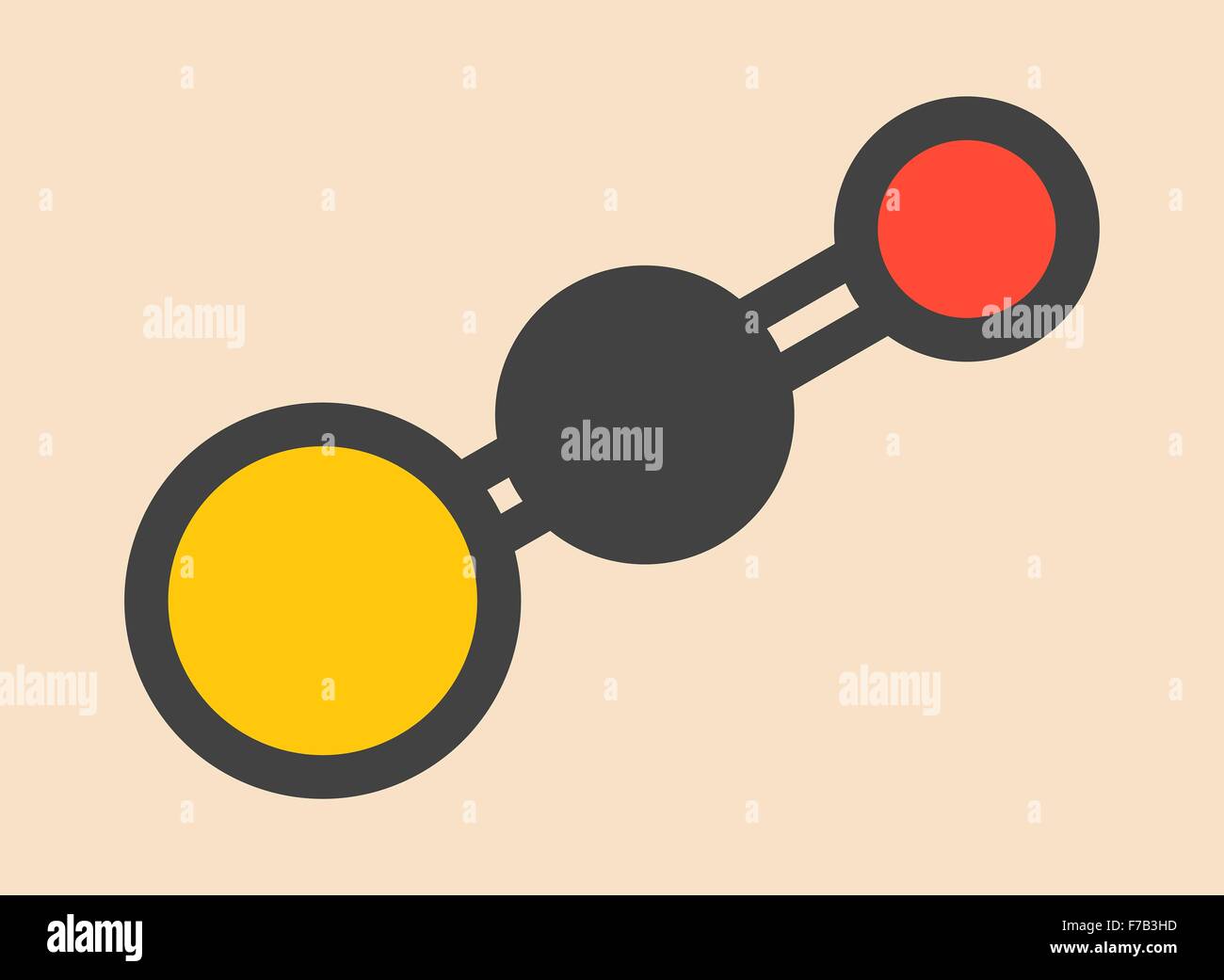 Carbonylsulfide (COS) molecule. Foul smelling gas, naturally present in ...