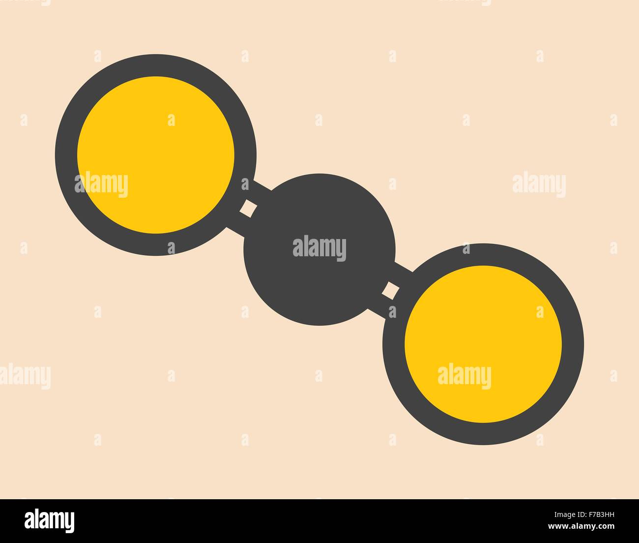 Carbon disulfide (CS2) molecule. Liquid used for fumigation and as ...