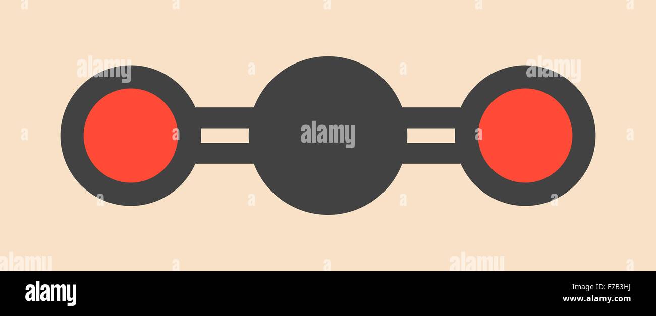Carbon dioxide (CO2) molecule, flat icon style. Greenhouse gas ...