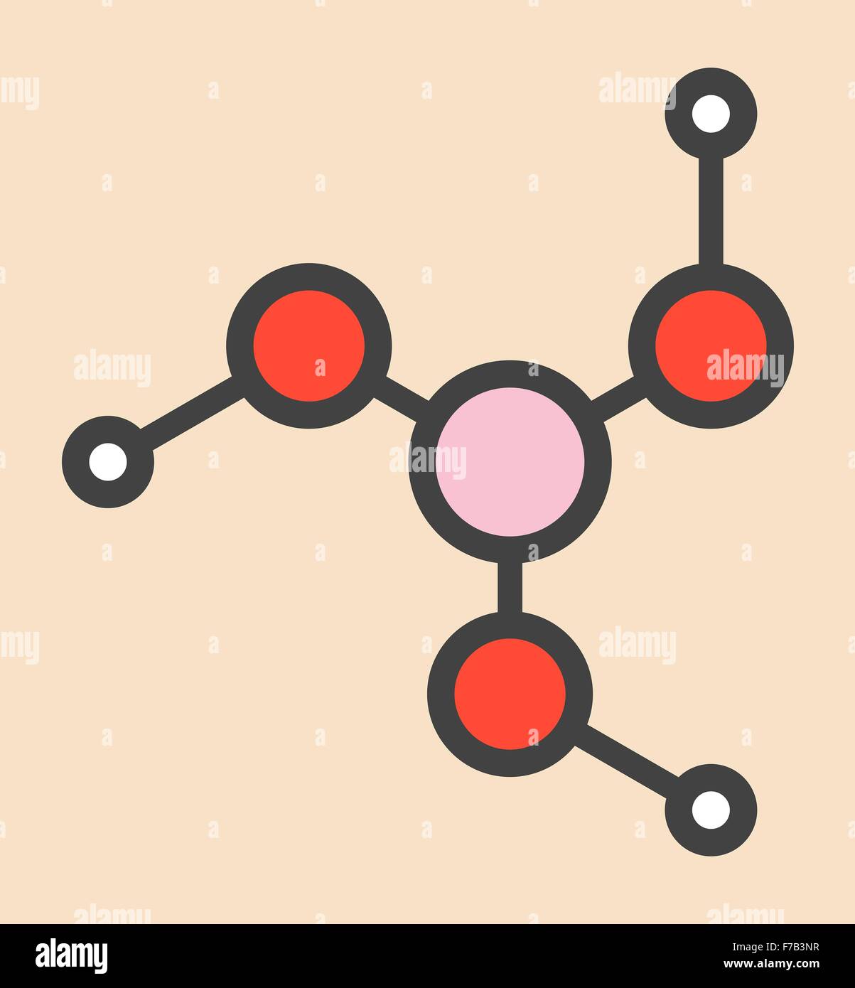 Boric acid molecule. Also known as hydrogen borate, boracic acid ...