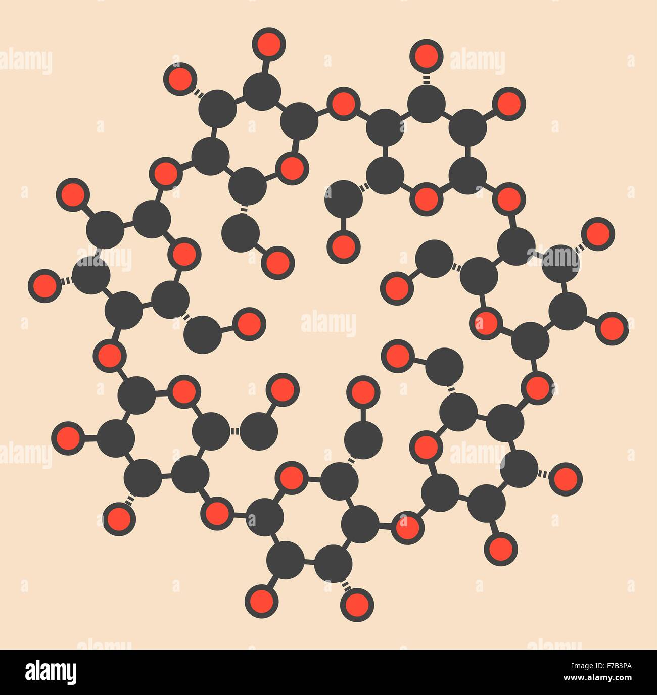 Beta-cyclodextrin molecule. Used in pharmaceuticals, food, deodorizing ...