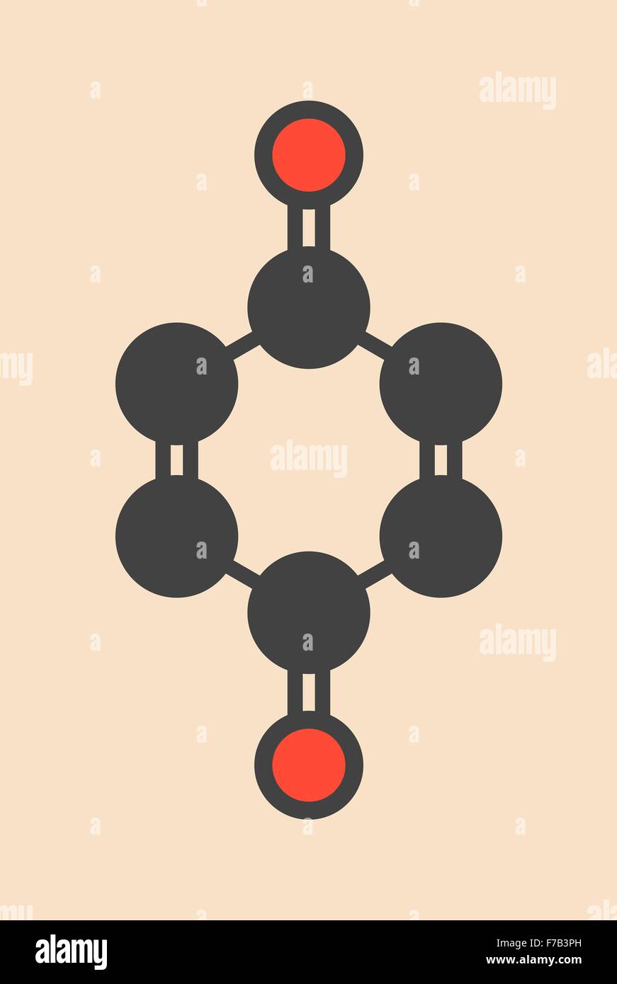 Benzoquinone (quinone, para-benzoquinone) molecule. Stylized skeletal ...