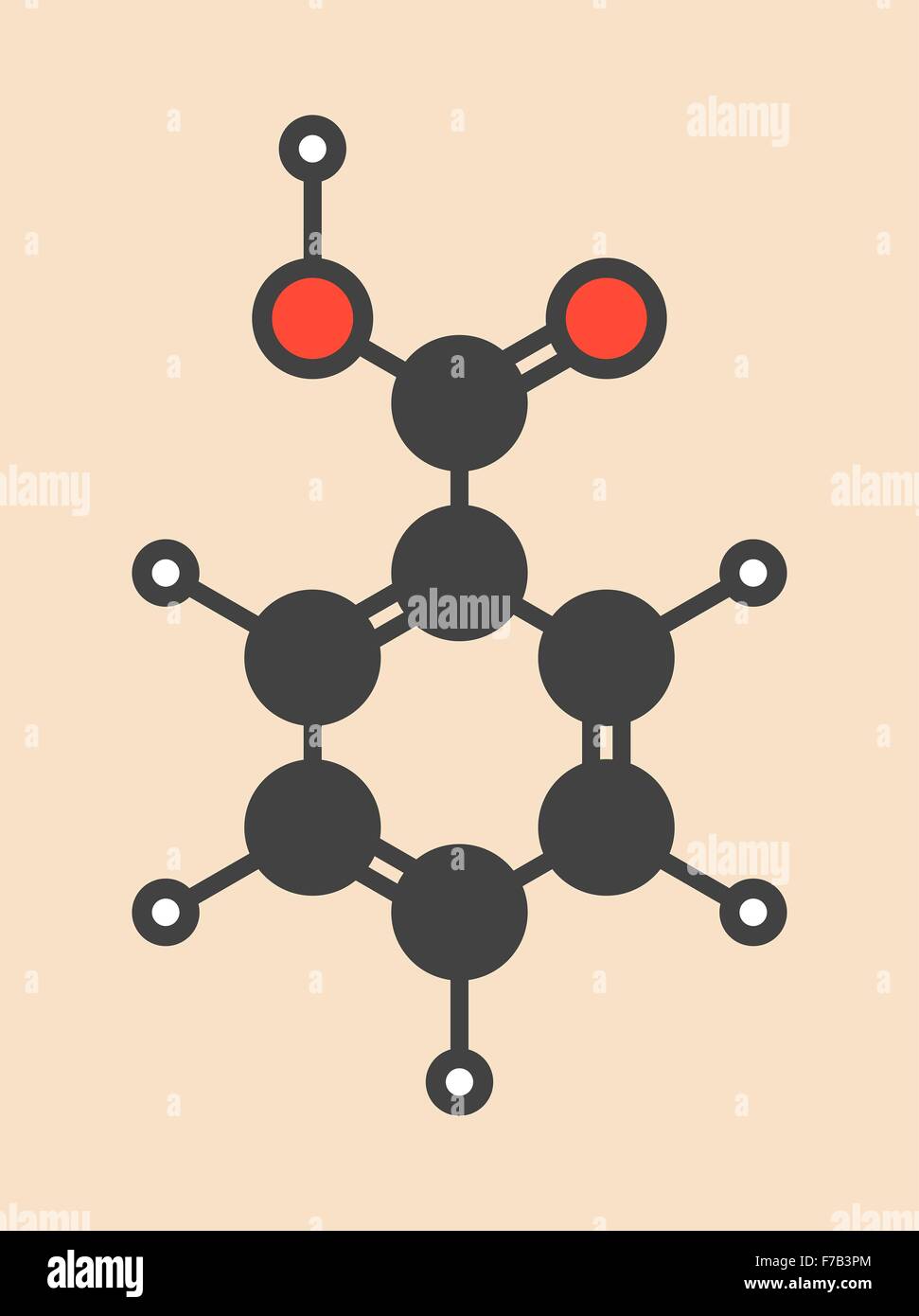 Benzoic acid molecule. Benzoate salts are used as food preservatives ...