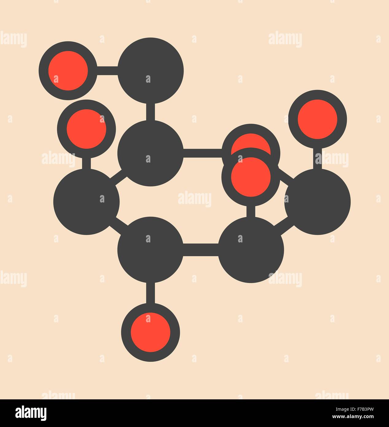 Idose molecule (beta-D-idopyranose form). Stylized skeletal formula ...