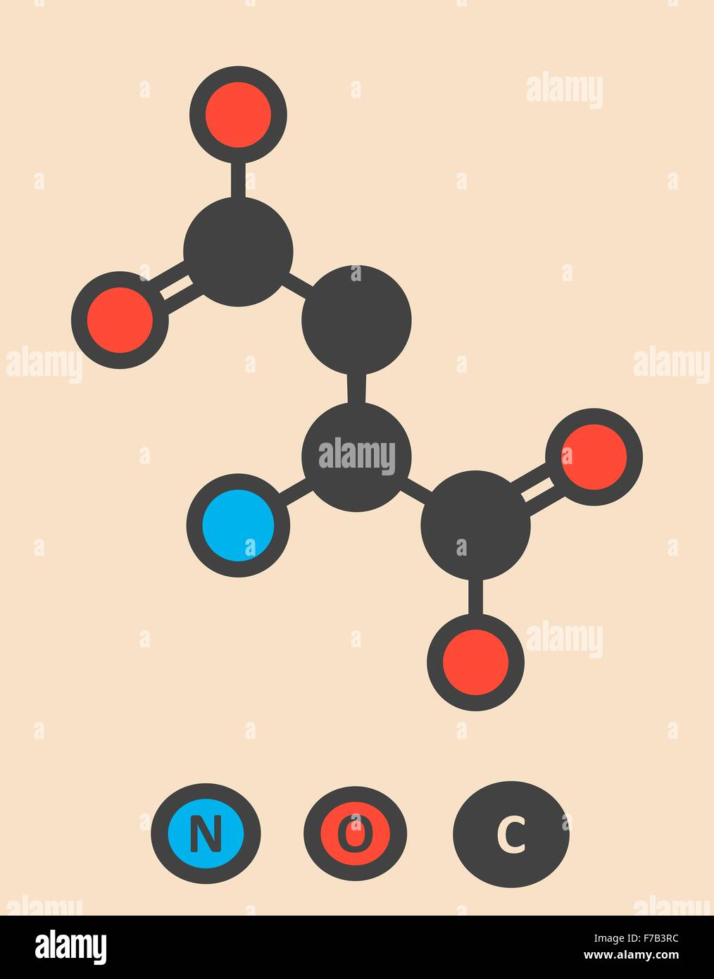 Aspartic acid (L-aspartic acid, Asp, D) amino acid molecule. Stylized ...
