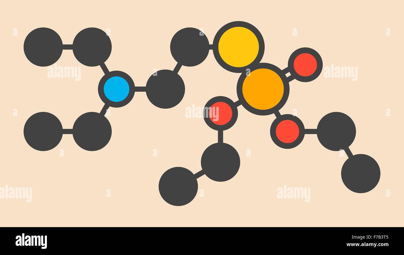Amiton (VG) nerve agent molecule. Stylized skeletal formula (chemical ...