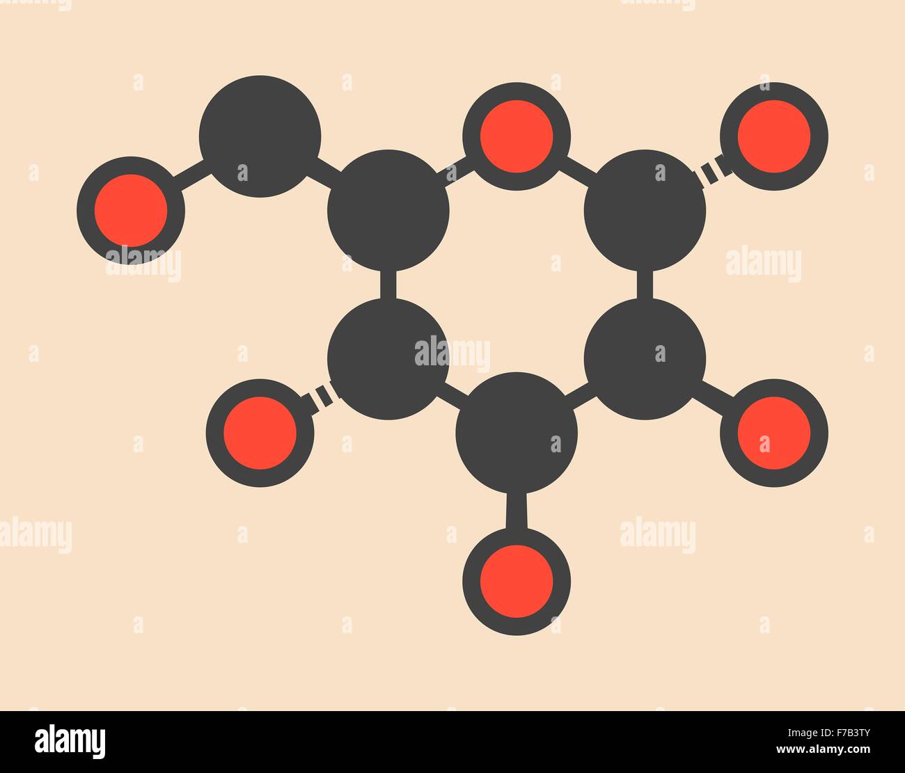 Mannose (D-mannose) sugar molecule. Epimer of glucose. Stylized ...