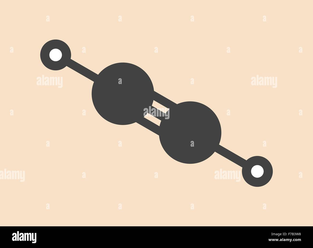 Acetylene (ethyne) molecule. Used in oxy-acetylene welding. Stylized ...