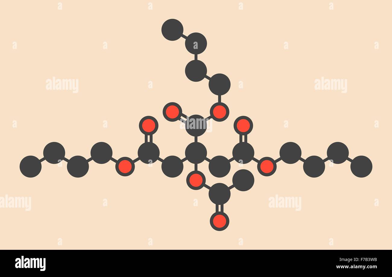 Acetyl tributyl citrate (ATBC) plasticizer molecule. Biodegradable ...