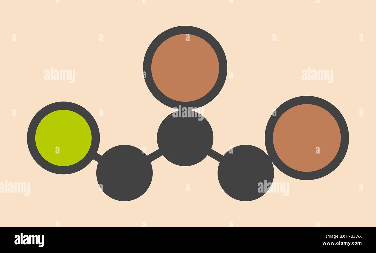 Dibromochloropropane (DBCP) soil fumigant molecule. Nematicide used in ...