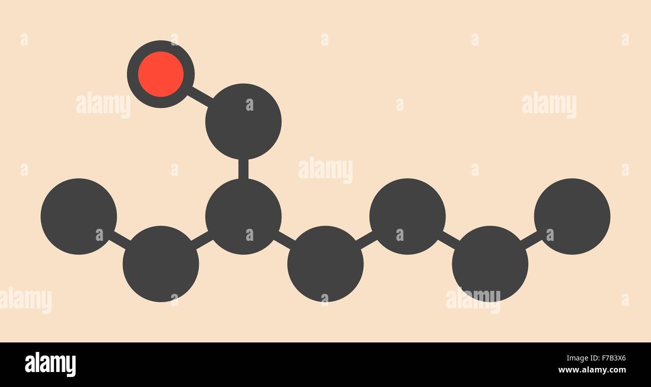 2-ethylhexanol (2-EH) molecule. Used as solvent, fragrance component ...