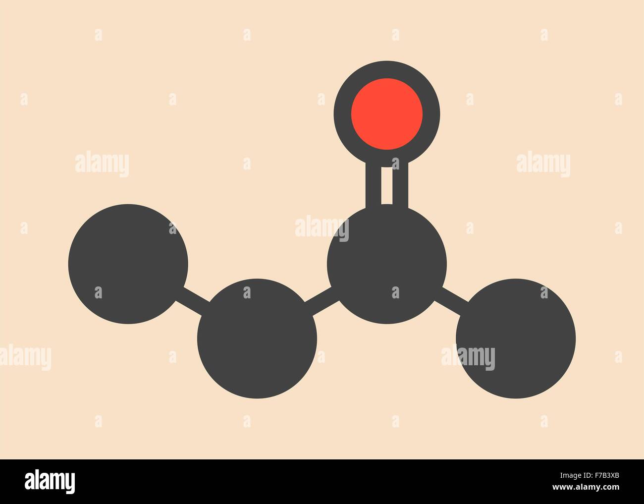 Butanone (methyl ethyl ketone, MEK) industrial solvent molecule ...